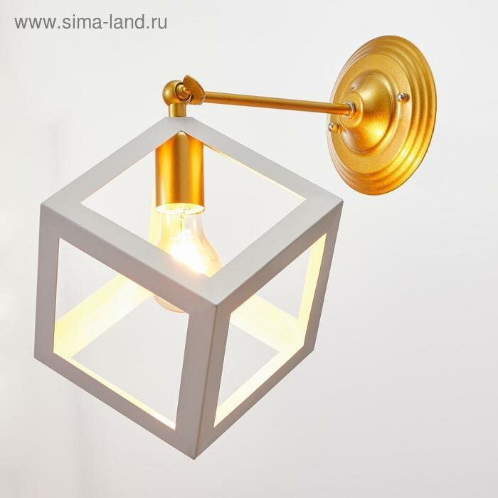 Бра "Куб" 1хE27 40Вт белый-золото 22х28х30 см, 4613037