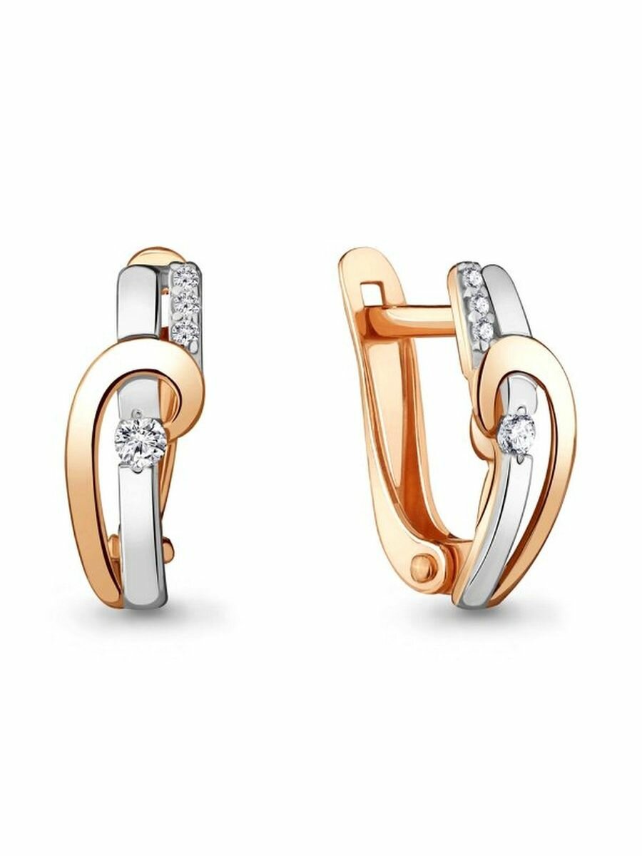Серьги, красное золото, 585 проба, фианит