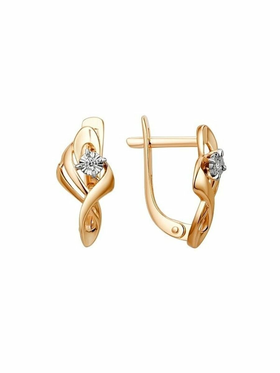 Серьги, красное золото, 585 проба, фианит
