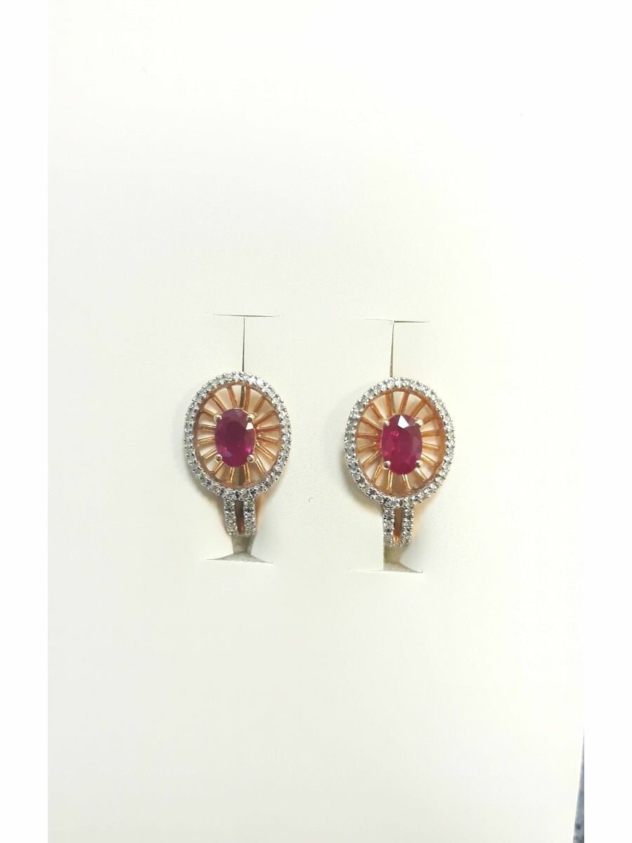 Серьги NOLA, красное золото, 585 проба, рубин