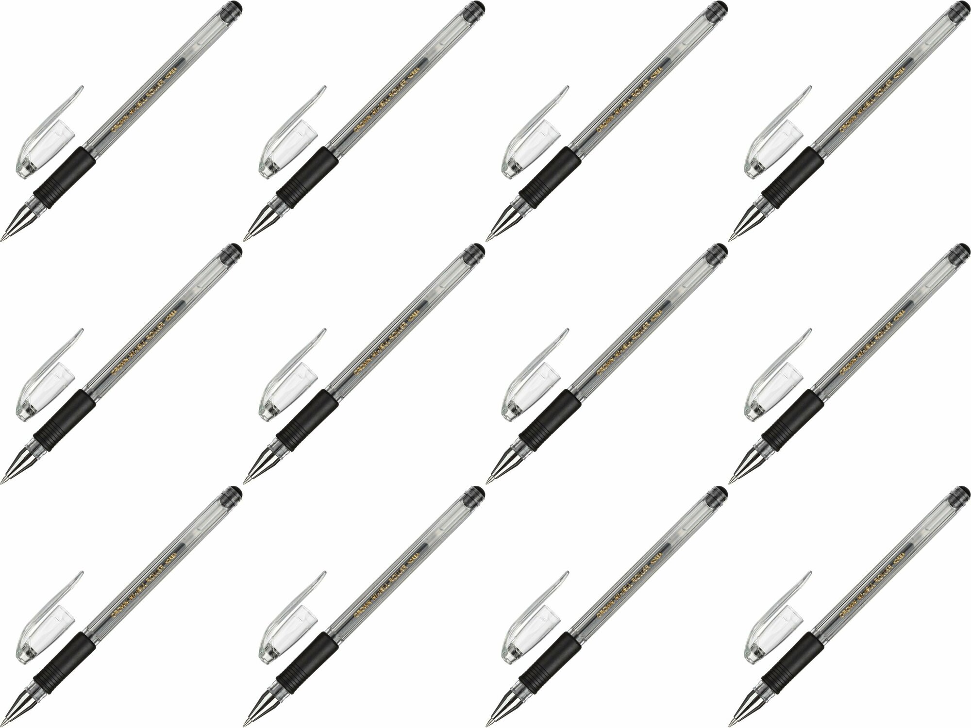 Crown Ручка гелевая неавтоматическая 0,5 мм черный, 12 шт