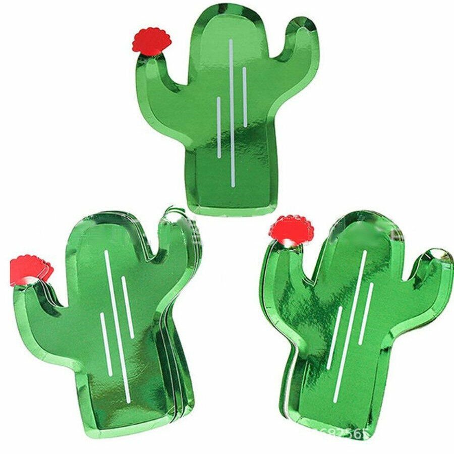 Тарелки фигурные Кактус 23см, 6шт / мексиканская вечеринка / ковбойская вечеринка