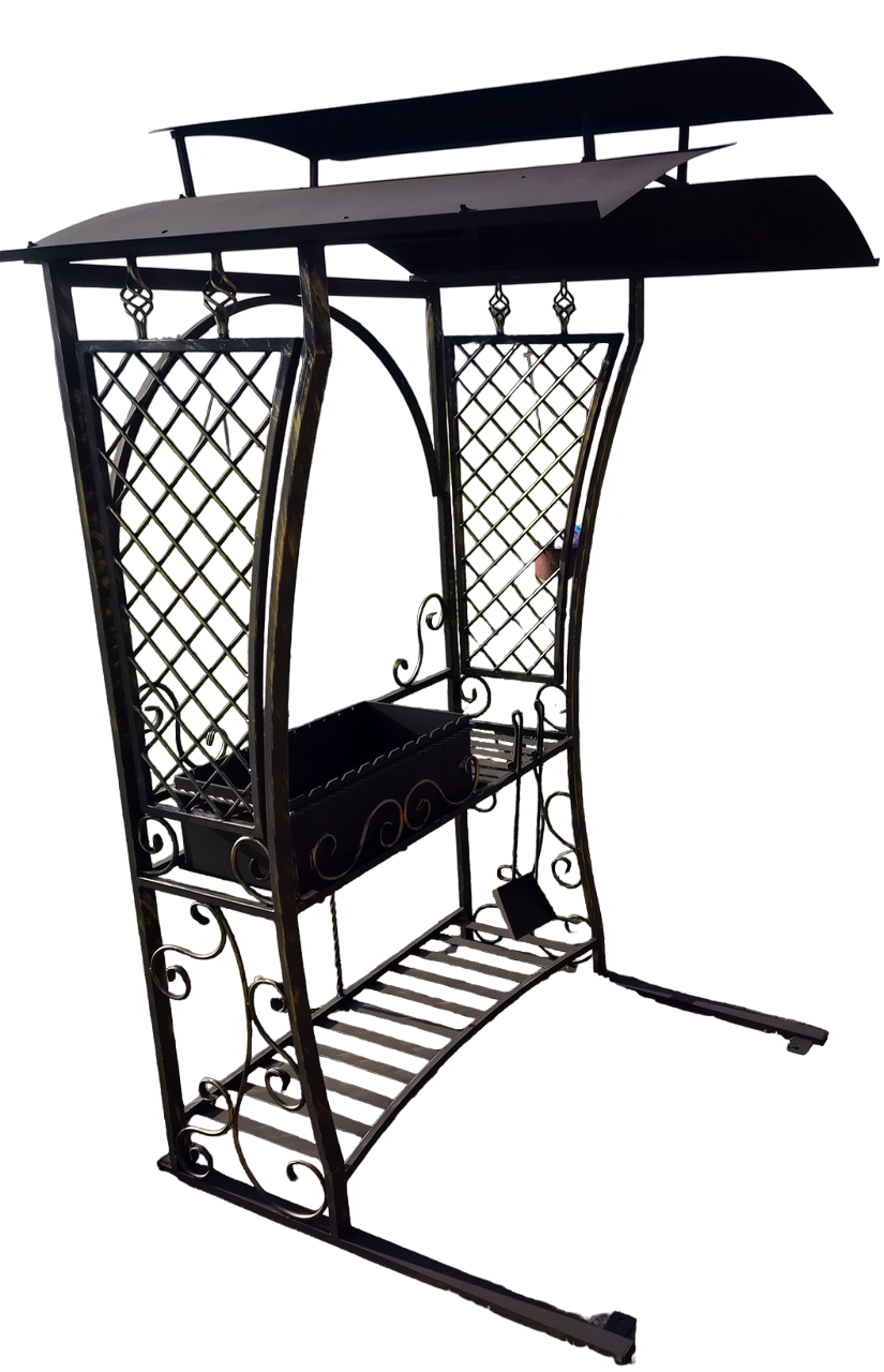 Мангал с крышей, с навесом, для дачи и дома, ручная работа с элементами ковки Модерн