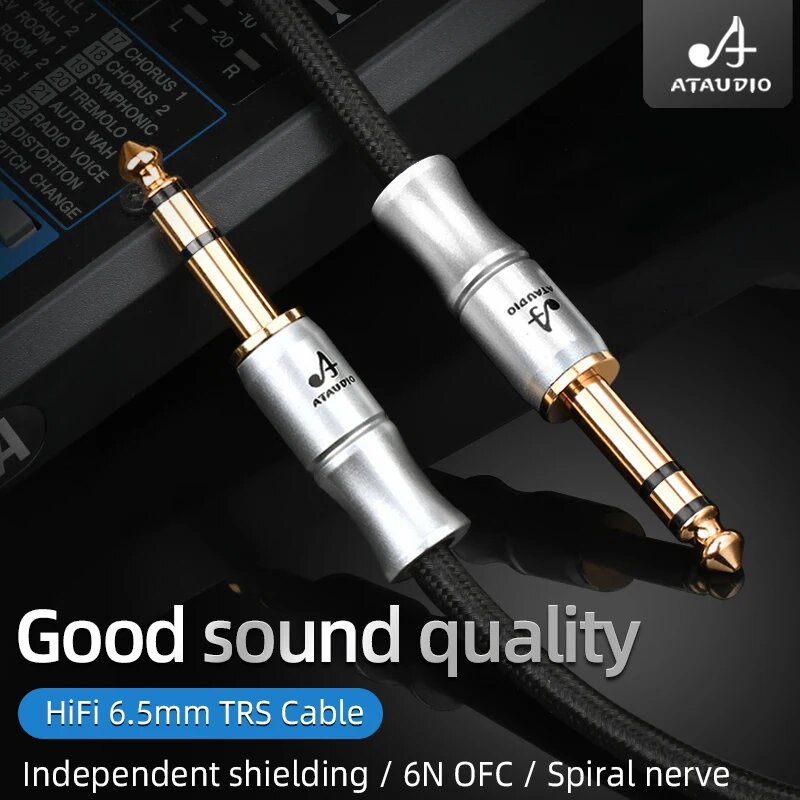 Hi-Fi 6,5 мм NYM кабель 6N из бескислородной меди, 6,35 мм со штыревыми соединителями на обоих концах для подключения внешних устройств к разъему Aux 1,8 м для гитарный усилитель, работающий на основании технологии "блютус" Бас 6,35 мм