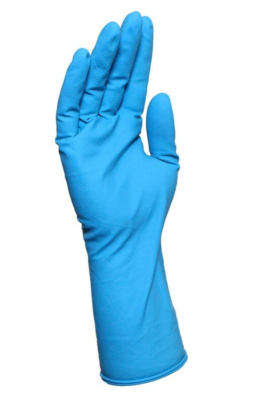 Перчатки латексные повышенной прочности SitekMed High Risk, цвет: голубой, размер L, 50 штук (25 пар), нестерильные неопудренные