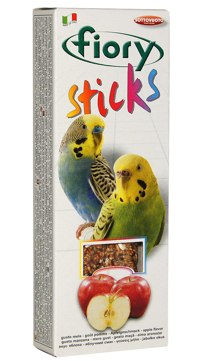 FIORY STICKS – Фиори палочки-лакомство для волнистых попугаев с яблоком (60 гр)