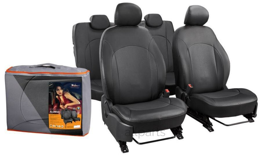 AIRLINE ACCS-A-20 Авточехлы Volkswagen Polo седан с 2010г, "Alonso", экокожа перфор-ная, черн.