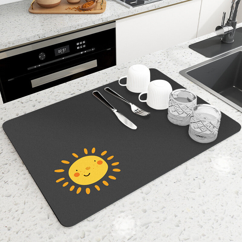 Кухонный впитывающий коврик из диатомитовой земли, дренажный коврик для посуды, тарелок, контроль воды, нескользящий, не требующий мытья, теплоизоляционный коврик для столешницы, быстро сохнущий коврик