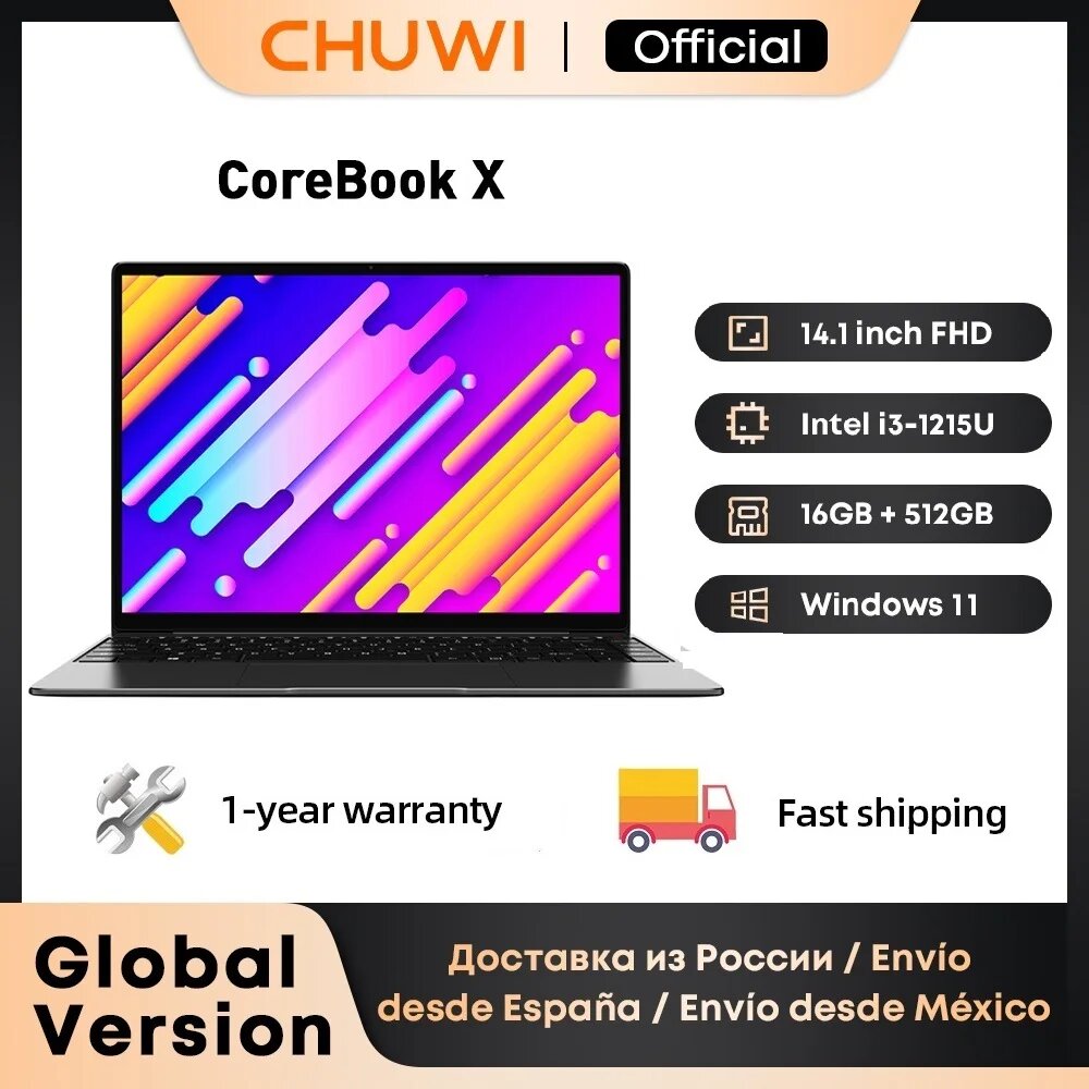 Игровой ноутбук Chuwi CoreBook X, 14", 16/512ГБ, i3-1215U, Intel UHD, Windows