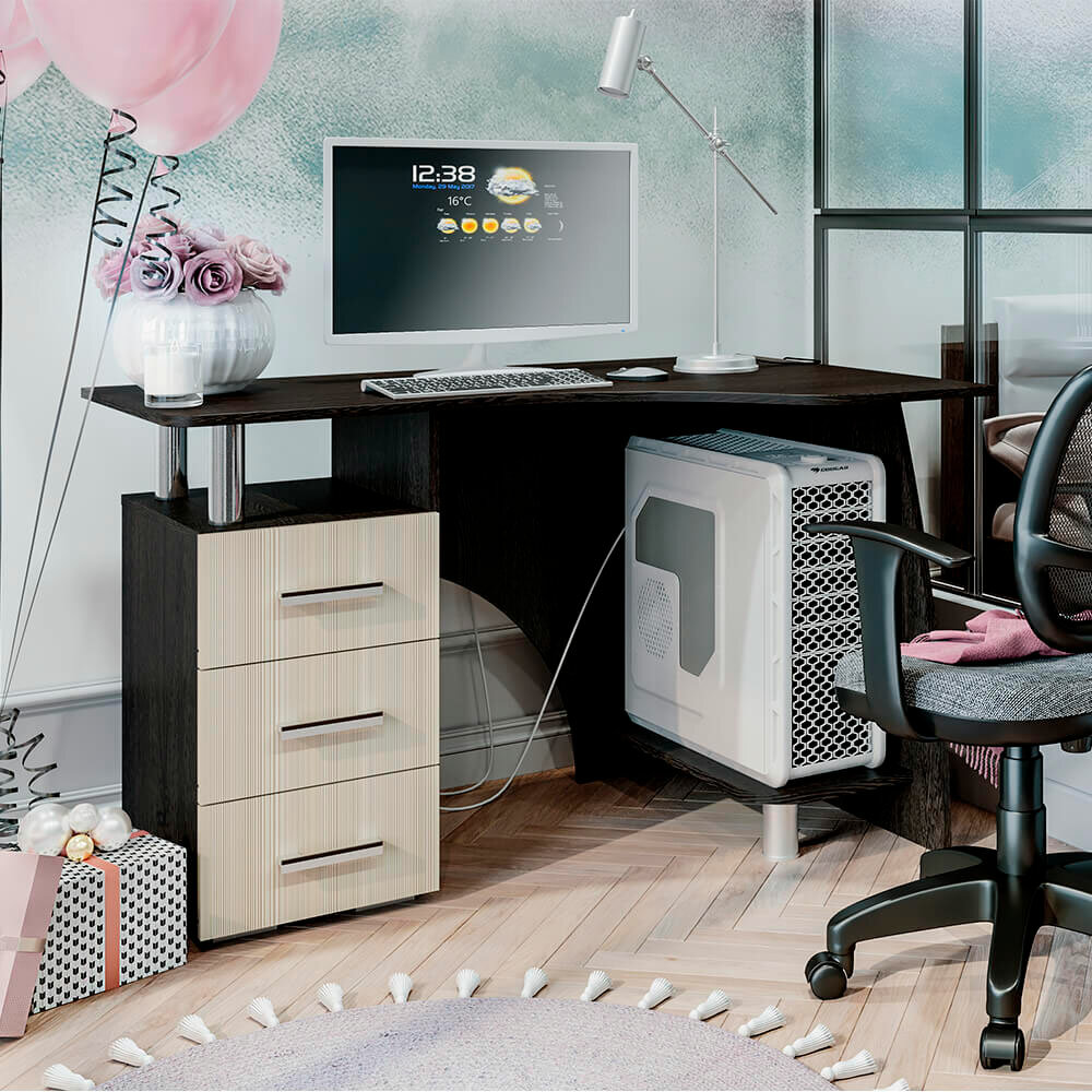 Стол компьютерный с ящиками Лорд 120,0x75,0x80,0 см, венге/лоредо