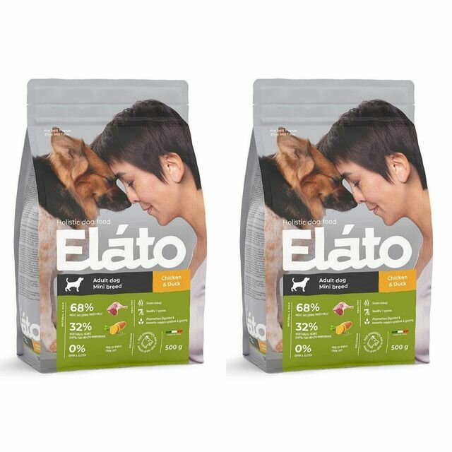 Elato Сухой корм для собак мелких пород Holistic, Курица и Утка, 500 г, 2 уп