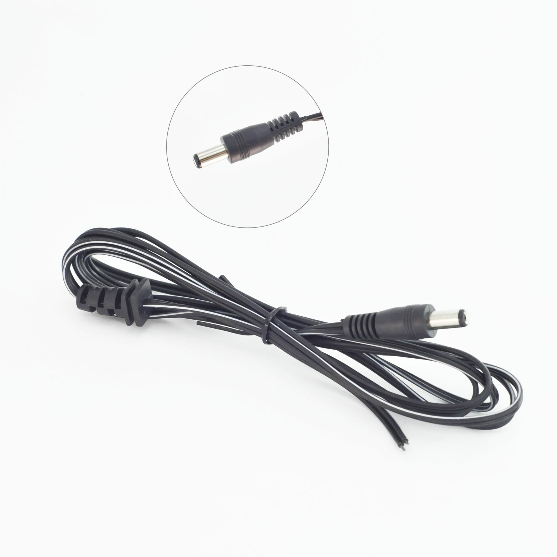 Кабель для блока питания DC 5,5x2,1мм, 1,8м, черный, плоский