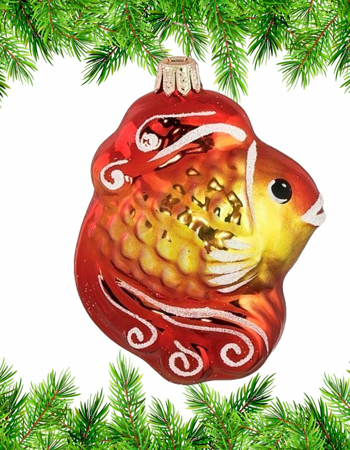 Игрушка на елку Золотая рыбка красная 7.5см