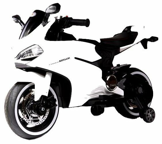 Электромобиль RiverToys Moto Ducati A001AA, белый, 1 место, максимальная скорость 6 км\ч
