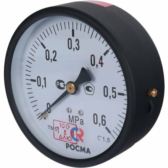 Манометр Росма ТМ-510Т.00 (0-0,6 MPa) G1/2, 100мм, общетехнический, осевое присоединение, КТ 1,5. 00000000906