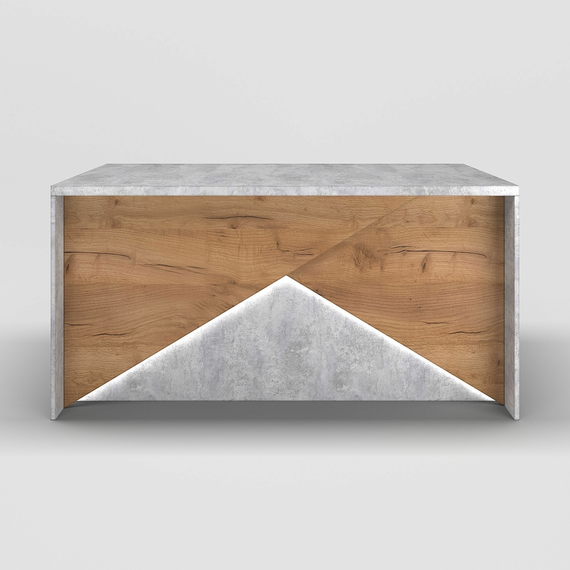 Письменный стол угловой "Макс" / Цемент Светлый / Дуб Вотан / 1500х1200х750 / С Подсветкой RGB