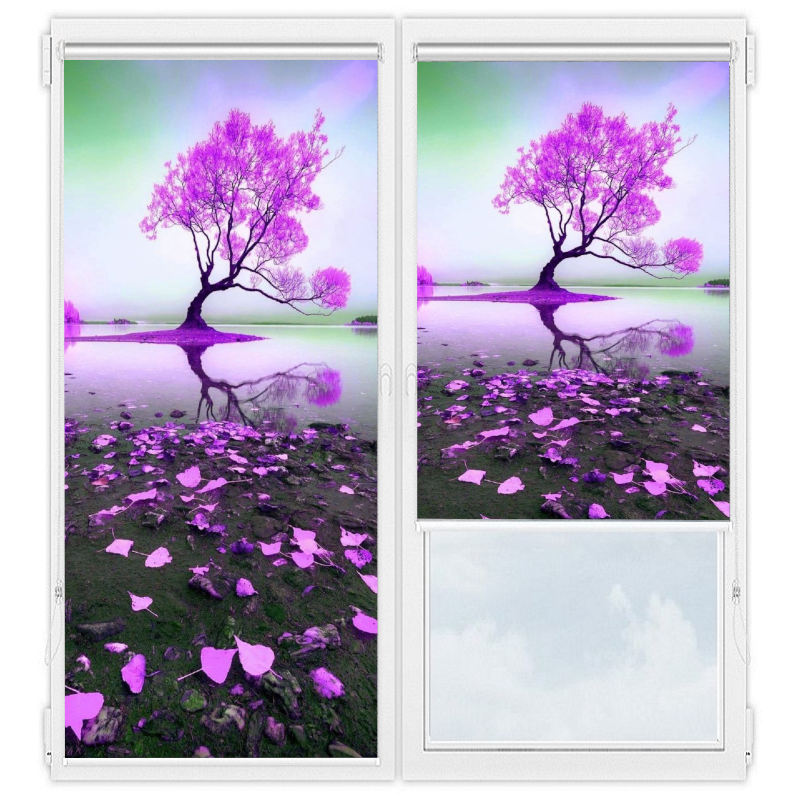 Рулонная штора Lima Print с фотопечатью, монтаж без сверления, Сакура 55*145