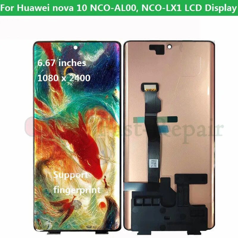 Оригинальный oled 6,67 дюйма для Huawei nova 10, ЖК-дисплей с дигитайзером сенсорного экрана в сборе для huawei nova 10 NCO-AL00, NCO-LX1 LCD black no frame