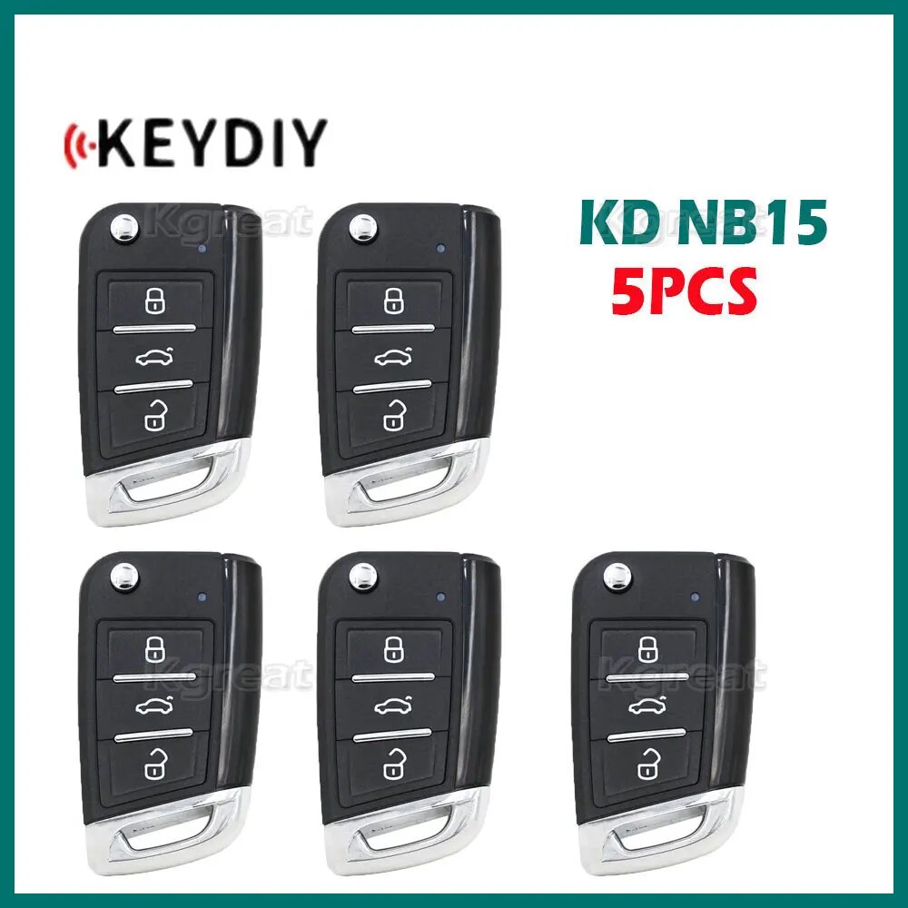 Набор Из 5 Многофункциональных Автомобильных Ключей KEYDIY KD NB15 С 3 Кнопками, Серия NB, Мини-дизайн, Совместим С KD900, KD.