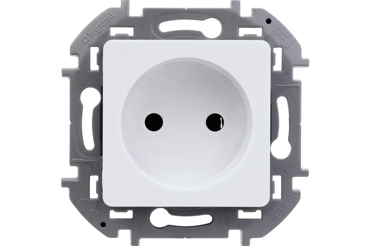 Розетка Legrand Inspiria без заземления, белая, скрытый монтаж, 16A