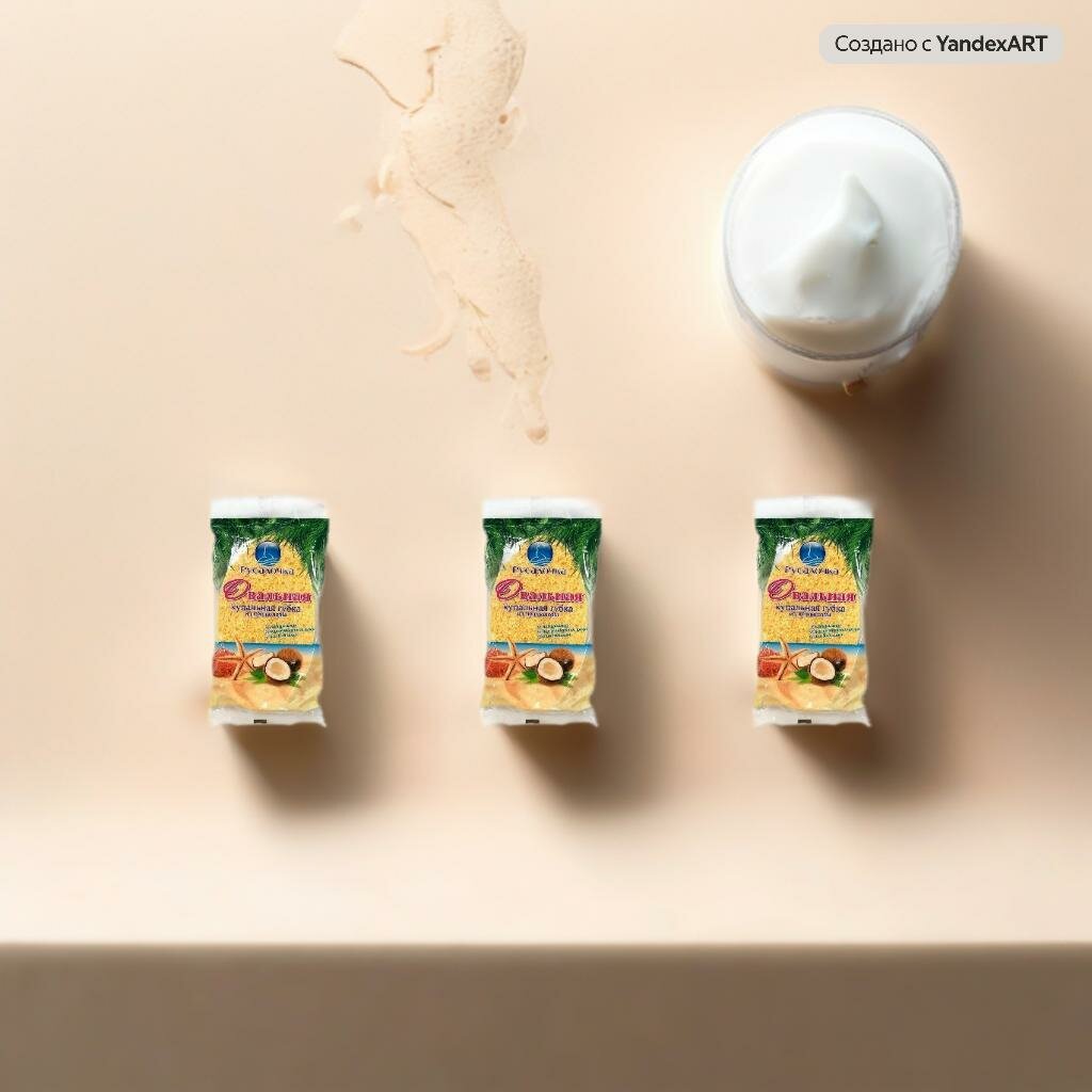 Русалочка Овальная губка из целлюлозы, 3 шт.