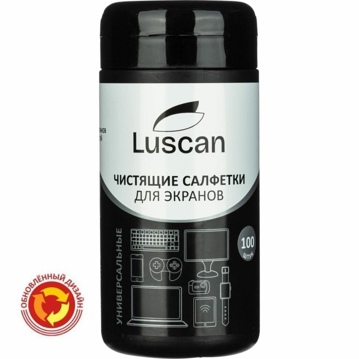 Салфетки чистящие влажные Luscan, с антистатическим эффектом, биоразлагаемые, в тубе, 100шт, 12 уп.