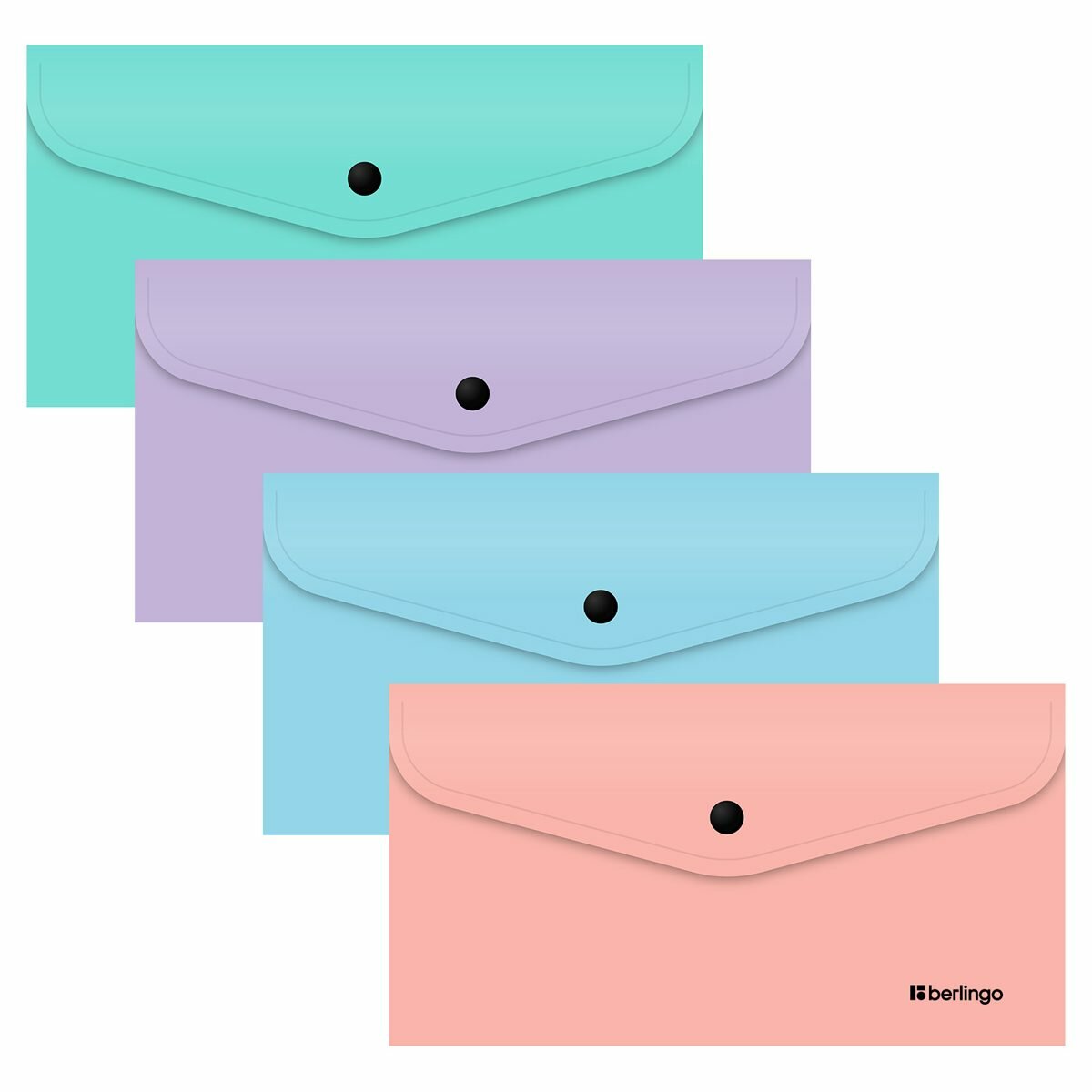 Папка-конверт на кнопке Berlingo Instinct (C6, 200мкм, пластик) (EFb_06512), 4шт.