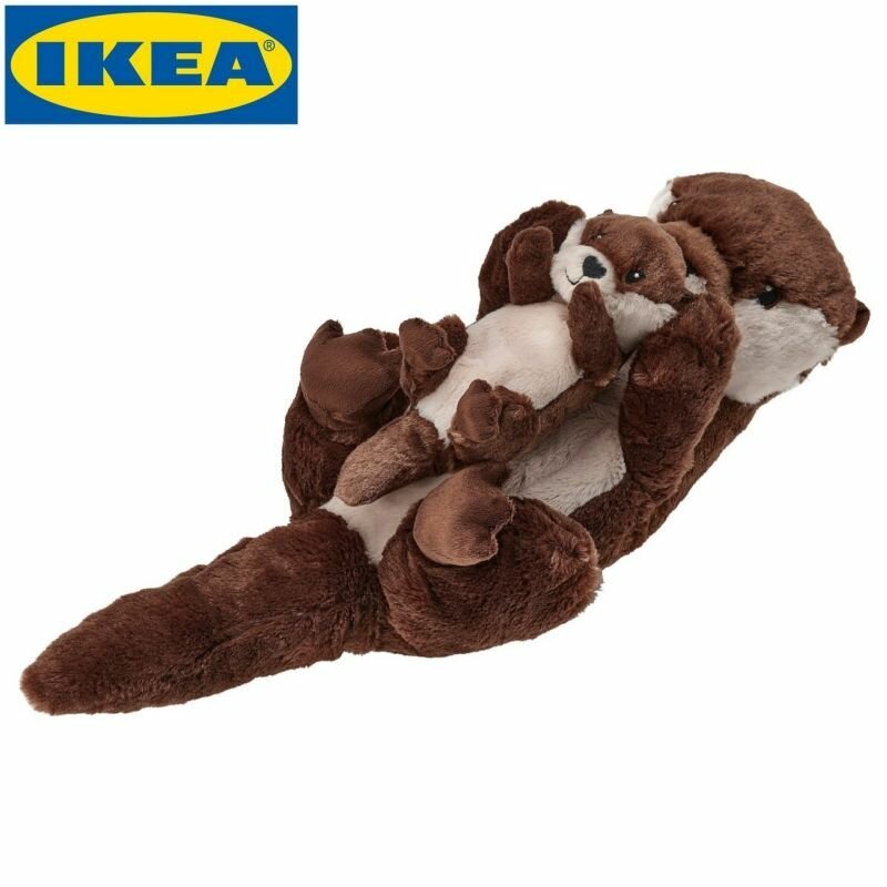 IKEA Плюшевая игрушка с малышом выдрой/набор из 2 штук, коричневый Бежевый, 45 см