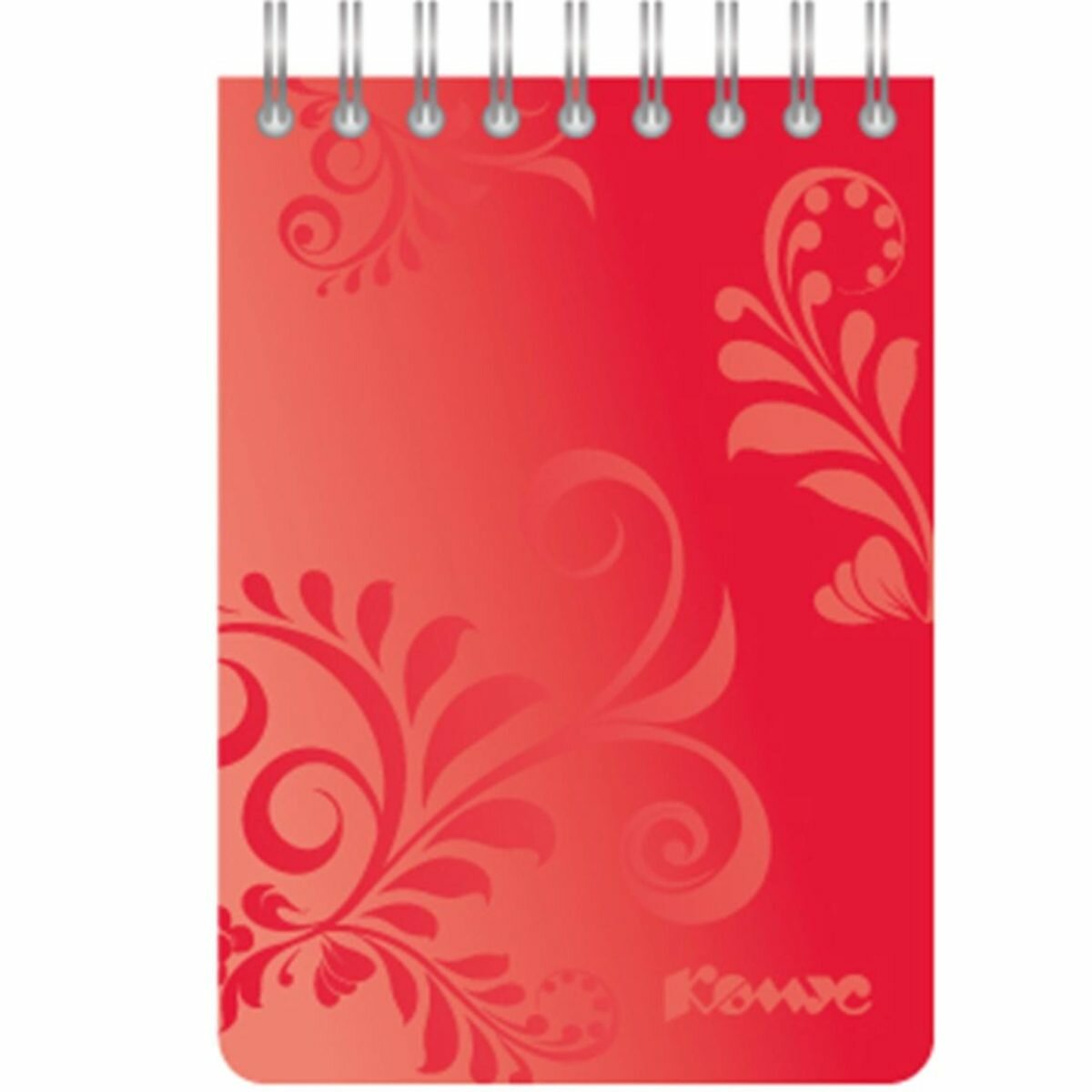 Блокнот 50л, А7 Комус Русская серия, клетка, спираль, красный (326338), 160шт.