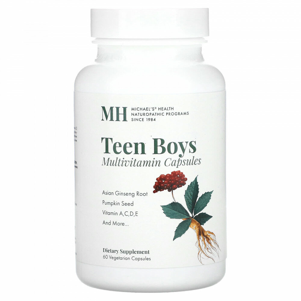 Michael's Health, Teen Boys Caps, капсулы для мальчиков-подростков, мультивитамины для ежедневного приема, 60 вегетарианских капсул
