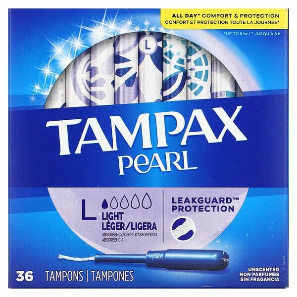 Тампоны Tampax "Жемчужный", с аппликатором, без отдушек, 36 шт