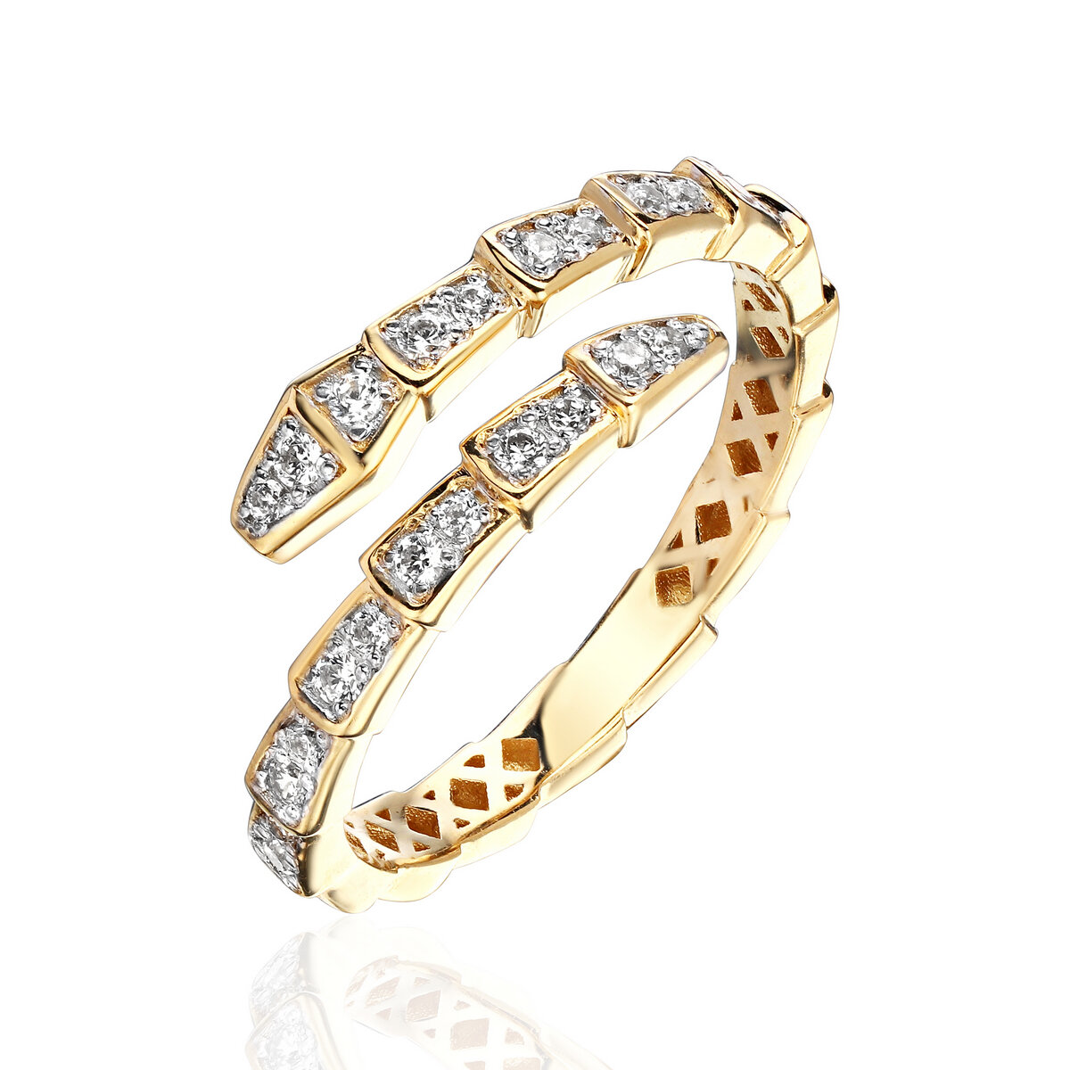 Кольцо, желтое золото, 585 проба, фианит