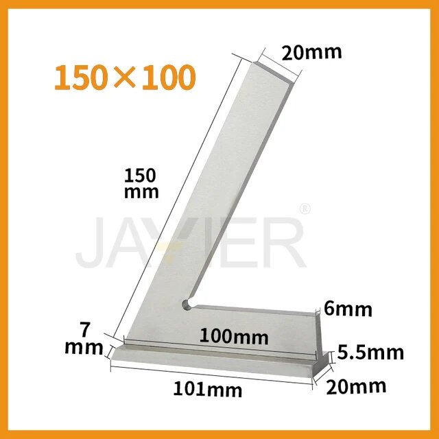 Угловая линейка JAVIER 60 градусов из углеродистой стали 150x100 With Base 60