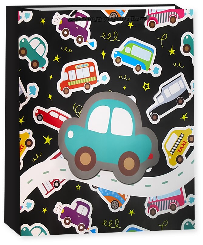 Пакет подарочный, Машинки, Дизайн №4, 55*43*15 см, 1 шт.