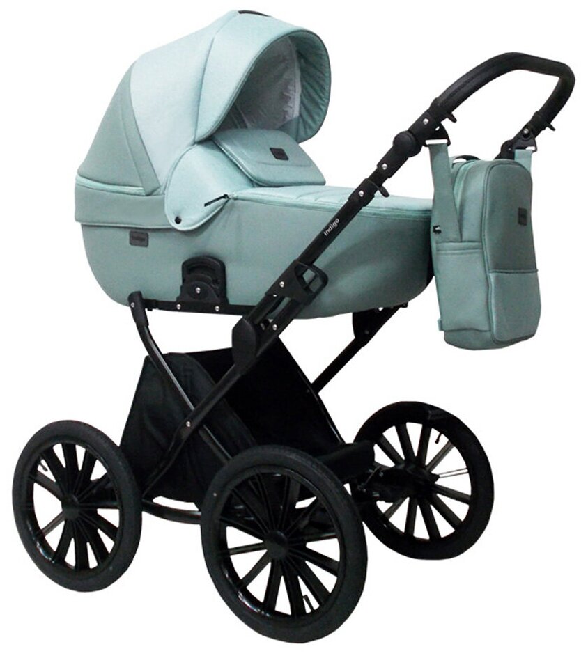 Коляска PORTO Classic 14" (Indigo) (Po 05 (шалфей кожа+шалфей лен))