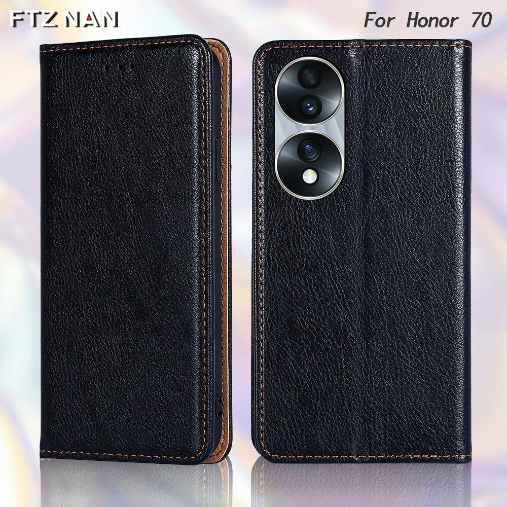 Чехол-книжка подходит на Huawei Honor 70/ чехол кожи для Хонор 70, Новый, женский мужской, противоударный, подставка, черный