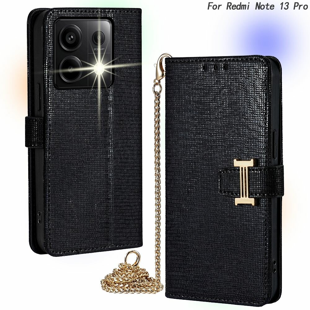 Чехол книжка на Redmi Note 13 Pro 4G/Xiaomi Poco M6 Pro 4G / для Редми Ноут 13 Про 4Г и Поко М6 Про 4Г Чехол, черный