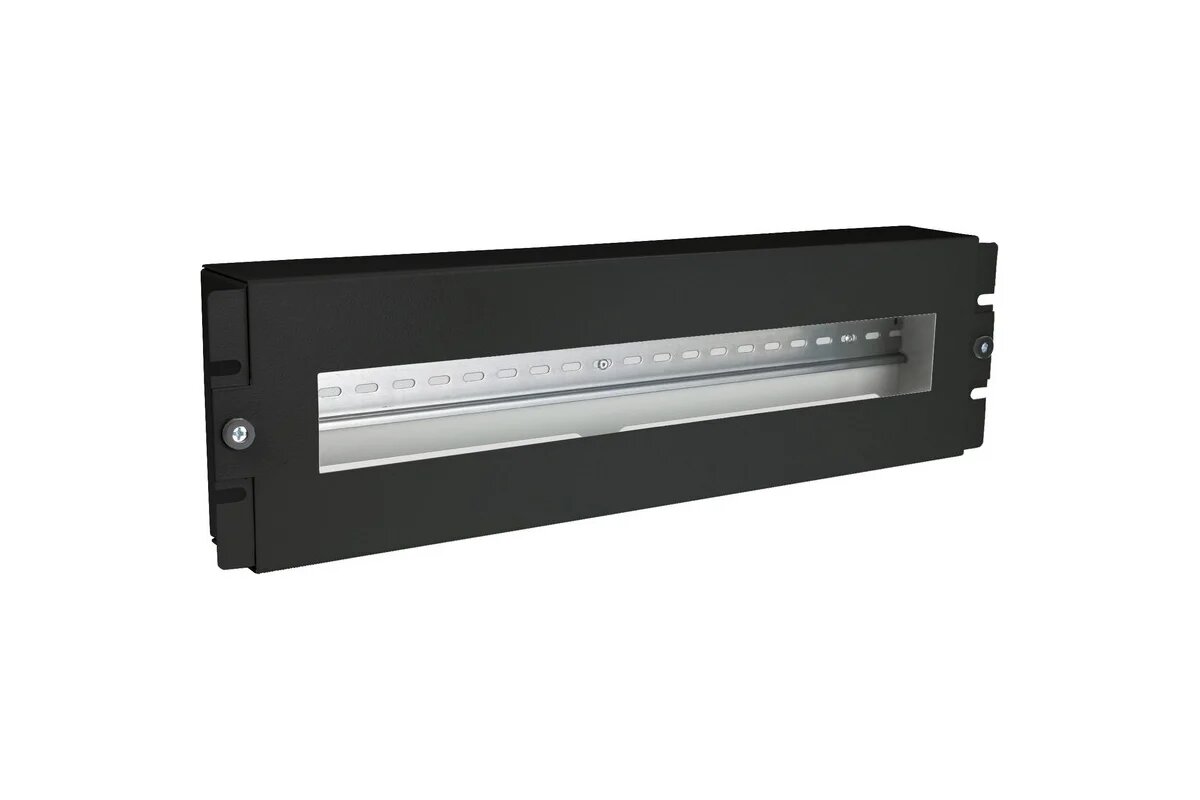 NTSS Панель с DIN-рейкой (ВРУ), с передней крышкой, крепление 19 3U, черный RAL 9005 NTSS-VRU3U-BL