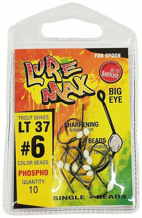 LureMax Trout LT37 №6 Phospho крючки 10 шт для форели фосфоресцирующее покрытие