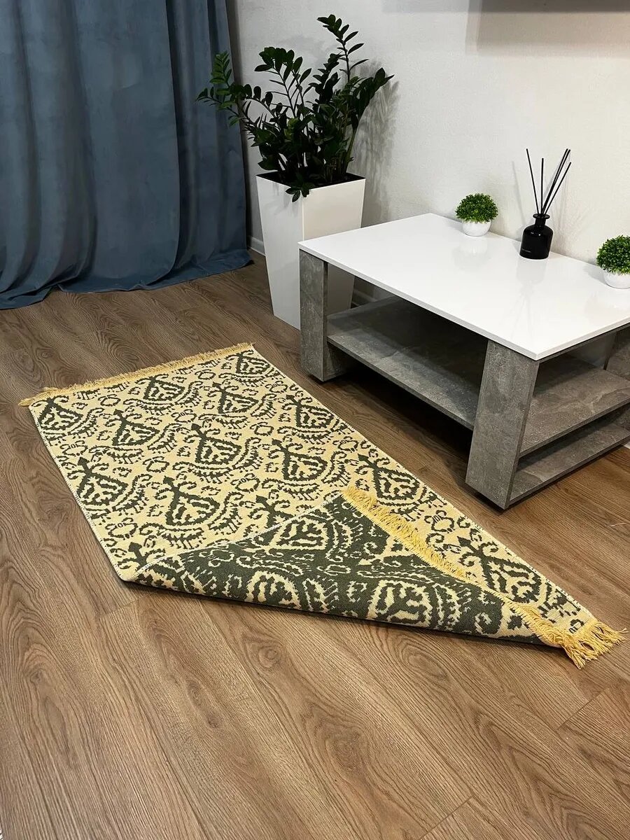 Килим хлопковый турецкий 80х150 см Green Carpet, двусторонний безворсовый ковер на пол