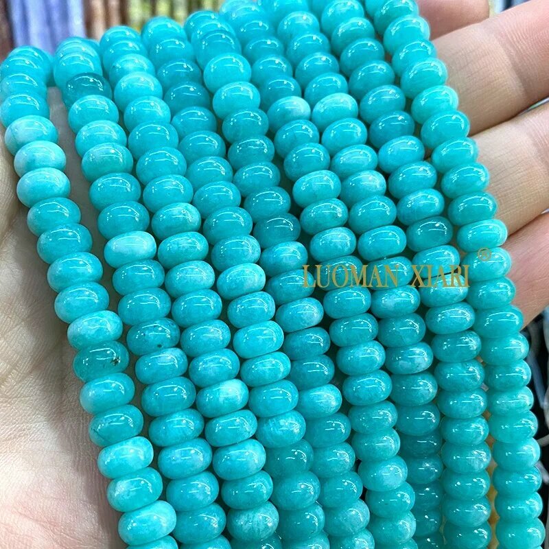 Бусины LUOMAN XIARI камешки халцедон, аквамарин, турмалин, рубин, кварц 5x8 мм