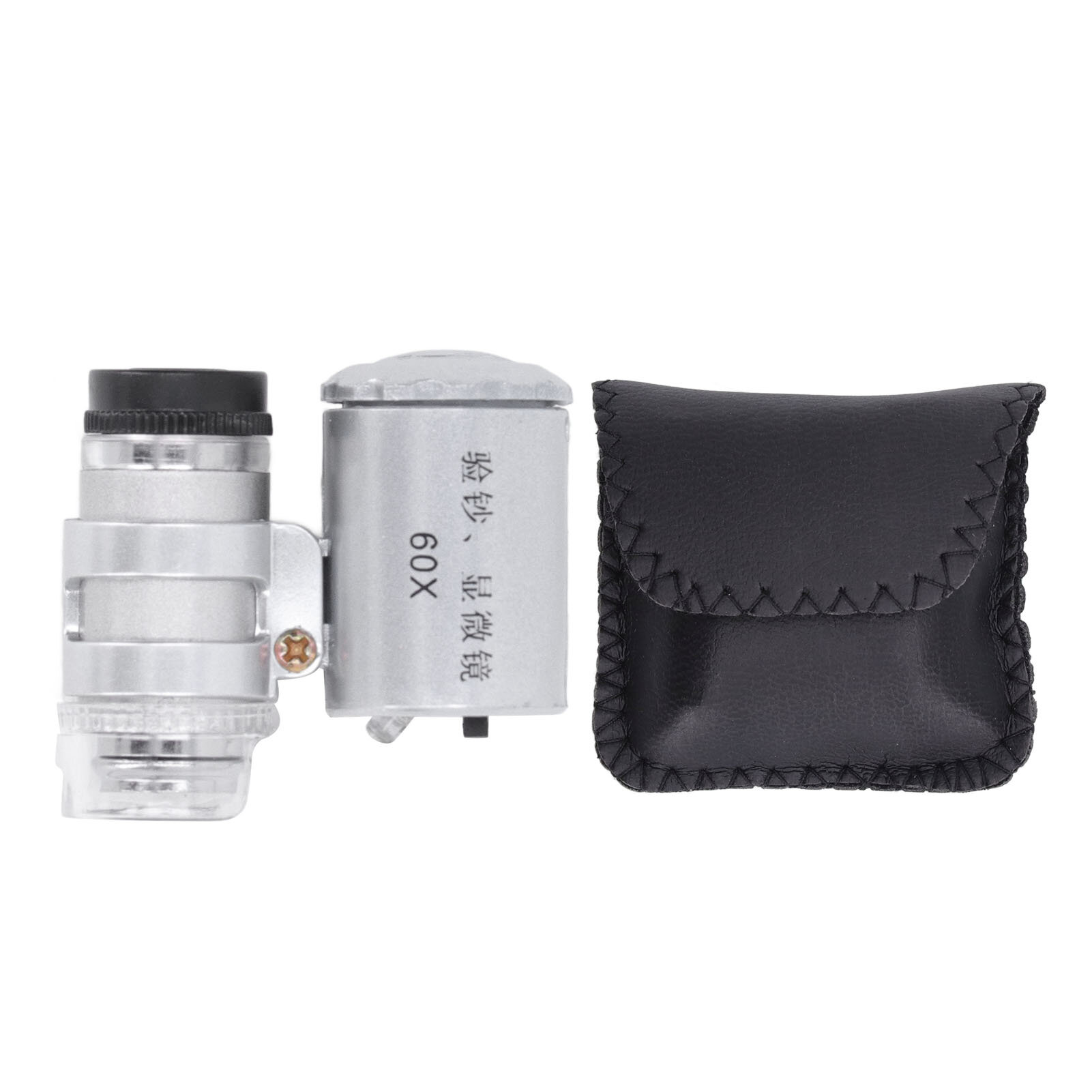 Карманный микроскоп с 60-кратным увеличением, регулируемой фокусировкой и светодиодной подсветкой для наблюдений.