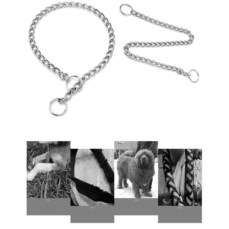 Ожерелье для собак, железная бесшовная сварка, устойчивое к укусам, металлическое ожерелье для домашних животных, ошейник для собак, кошек, серебро 0,2x40 см/0,09x15,75 дюйма