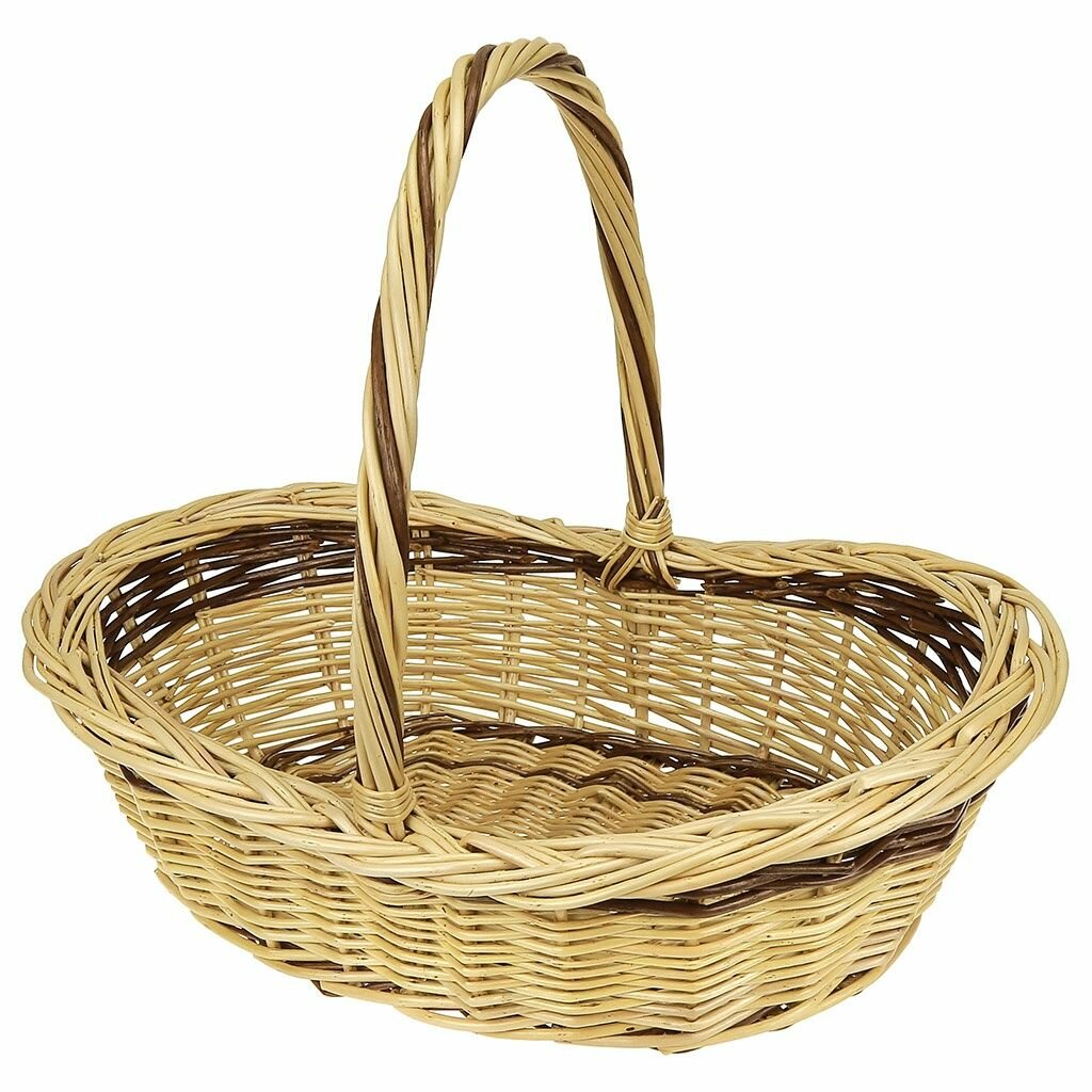 Корзина Вятская корзина плетеная "Сказка-2" 43х33 см, высота борта 11-15 см, высота с ручкой 34 см, овальная, лоза ручное плетение (НХП0105/2)