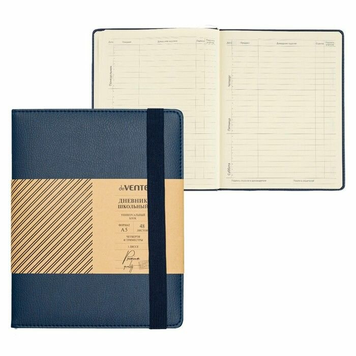 Дневник школьный deVENTE Dark blue, 1-11 класс, твердая обложка, 48 листов (2021056)