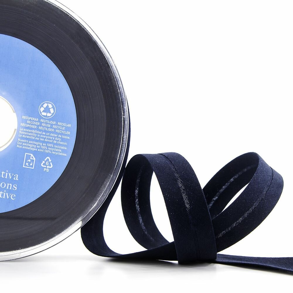 Косая бейка SAFISA Хлопок, полиэстер, 20 мм, 25 м, цвет 72, Черно-синий