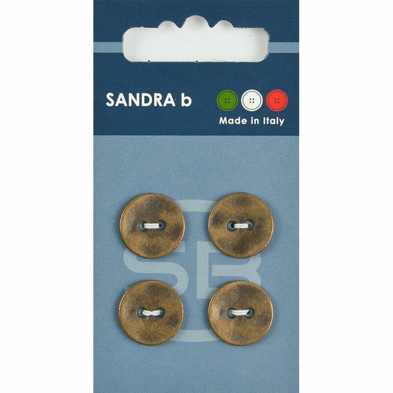 Пуговицы Sandra b Цвет Медный, 2 отверстия, 15 мм, 4 шт