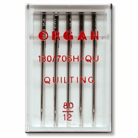 Иглы для швейной машины ORGAN Для квилтинга, № 80, для бытовой, 5 шт, в пенале