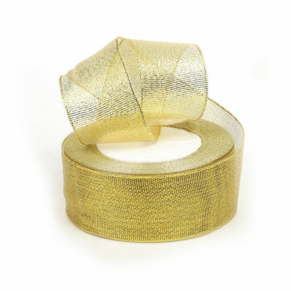 Парчовая лента Magic 4 Hobby золотистая, 40 мм, в индивидуальной упаковке, ролик 22,85+-1 м