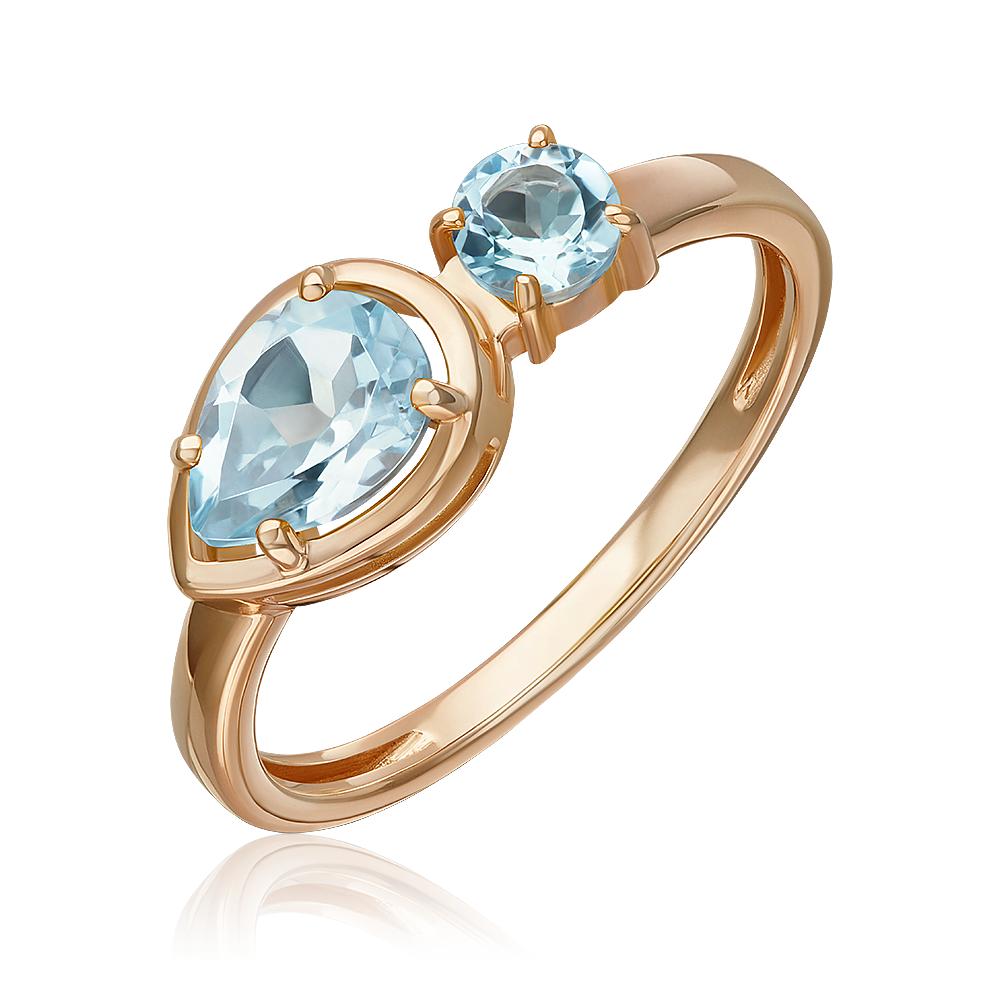 Кольцо, красное золото, 585 проба, топаз